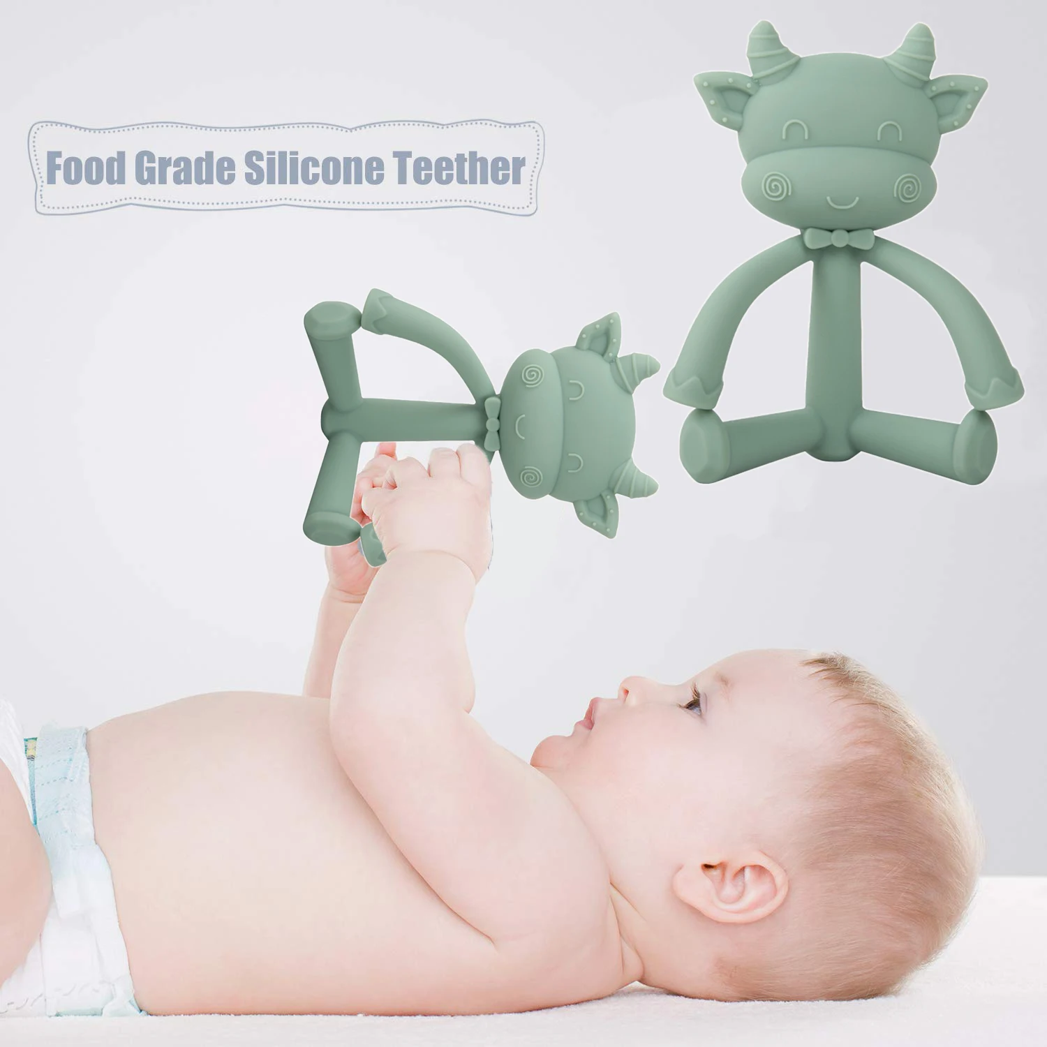 Wholesale Food Grade Baby Cow Shape Soft Bpa Free Teething Toys ...