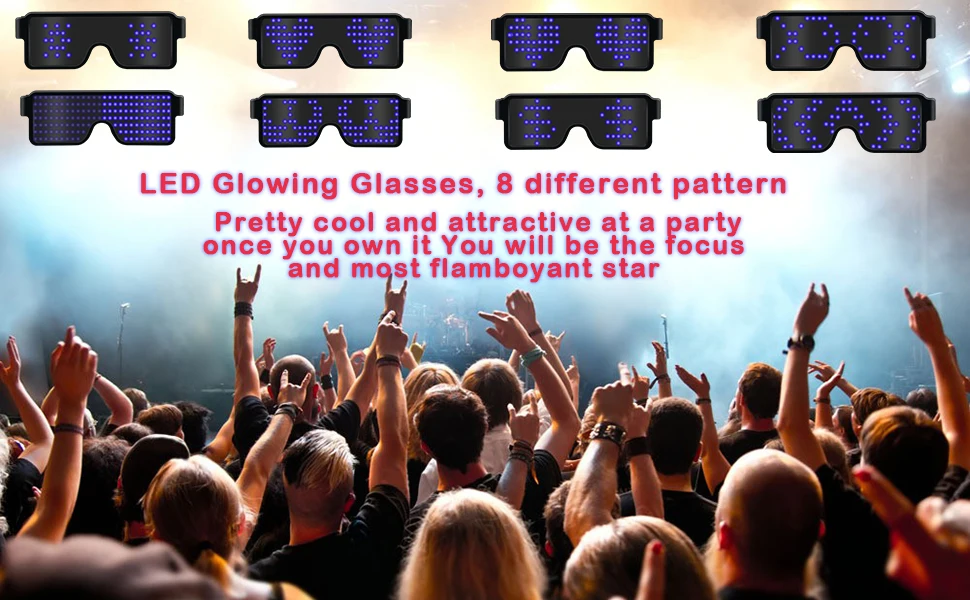 Cool Dj Hot Props Colorful Wireless Eyewear Rechargeable Rave Flashing ...