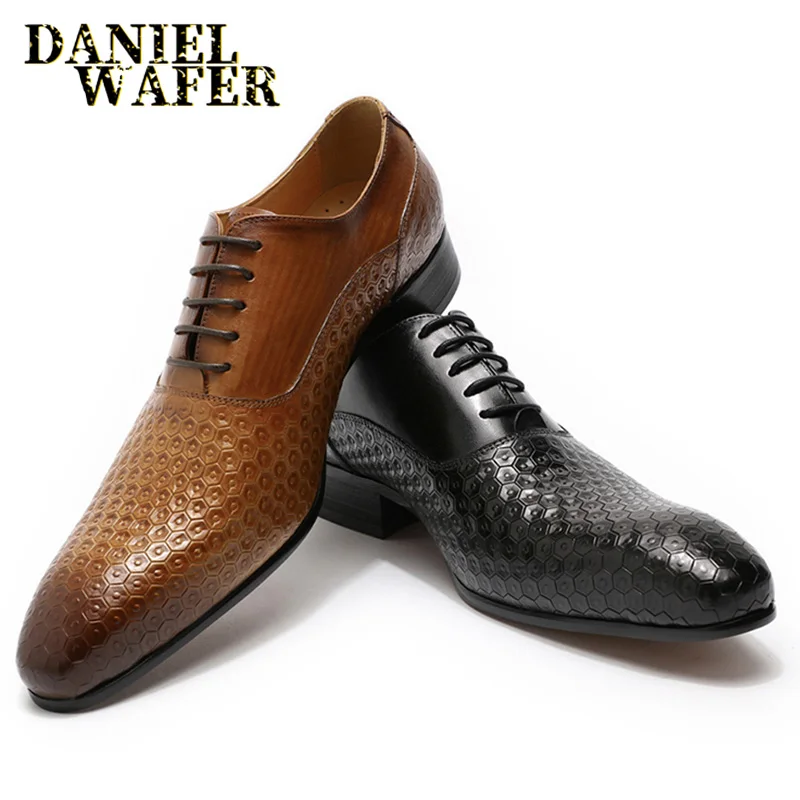 Daniel Wafer Luxury Dress Shoes - Genuine Leather Oxfords for Office ...