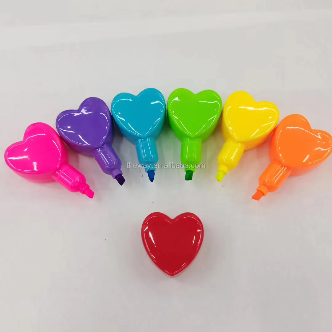 Stacking Highlighter Mini Heart - Pastel Colored Markers