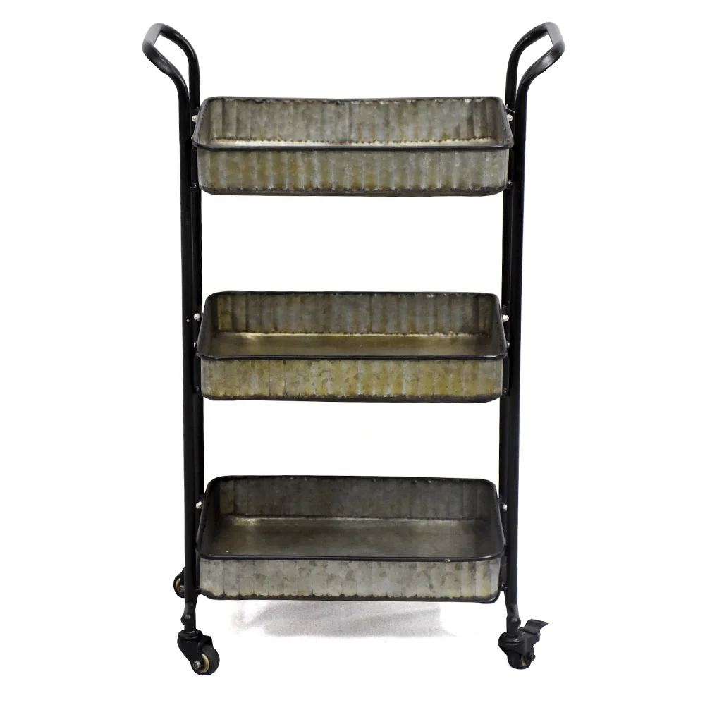 Farmhouse 3 Tier Kitchen Iron Galvanized Rustic Small Storage Holders ...