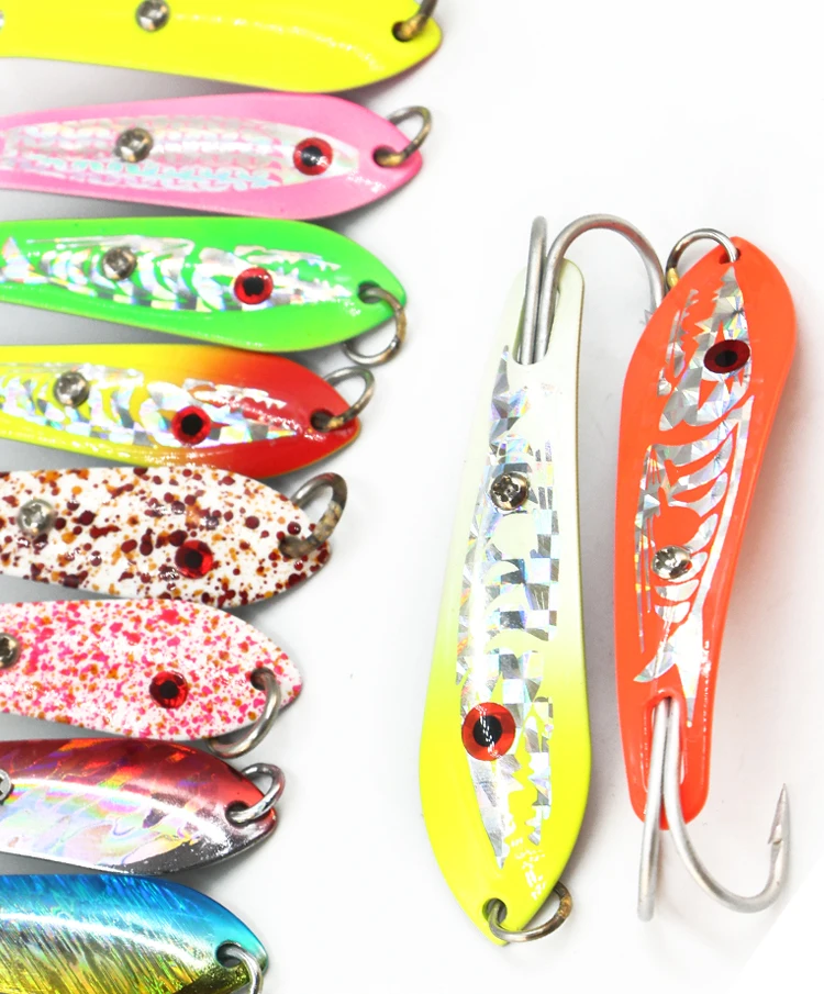 3.5" 9cm Painting Metal Jig Lures King Mackerel Fishing Drone Spoon ...