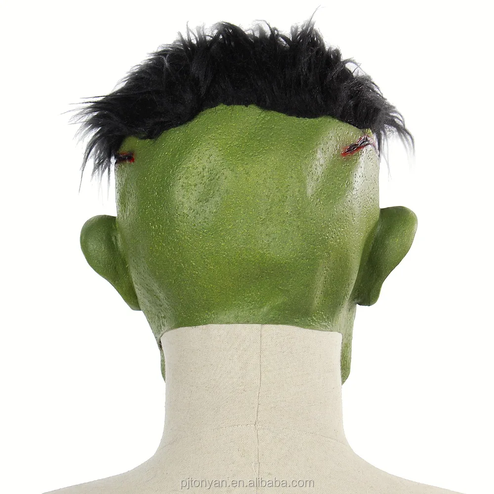 Green Monster Novelty Halloween Props Adults Decaying Mask With Hair ...