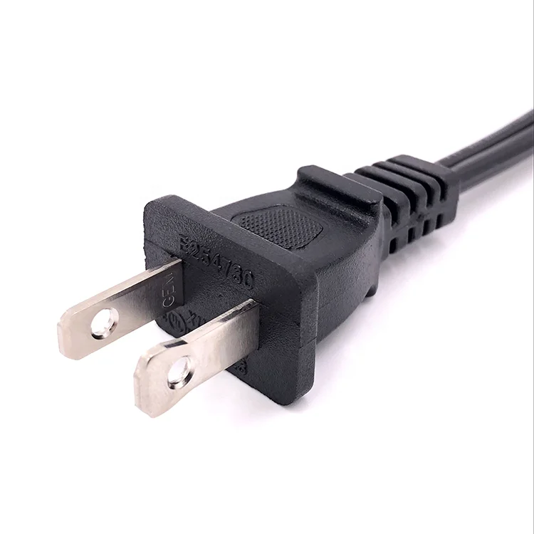 UL Two Pin Flat Power Plug Nema 1-15p USA Electrical Plug