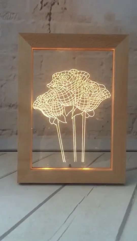 3d Illusion Lamp Handmade Acrylic Night Light Custom Photo Frame Light ...