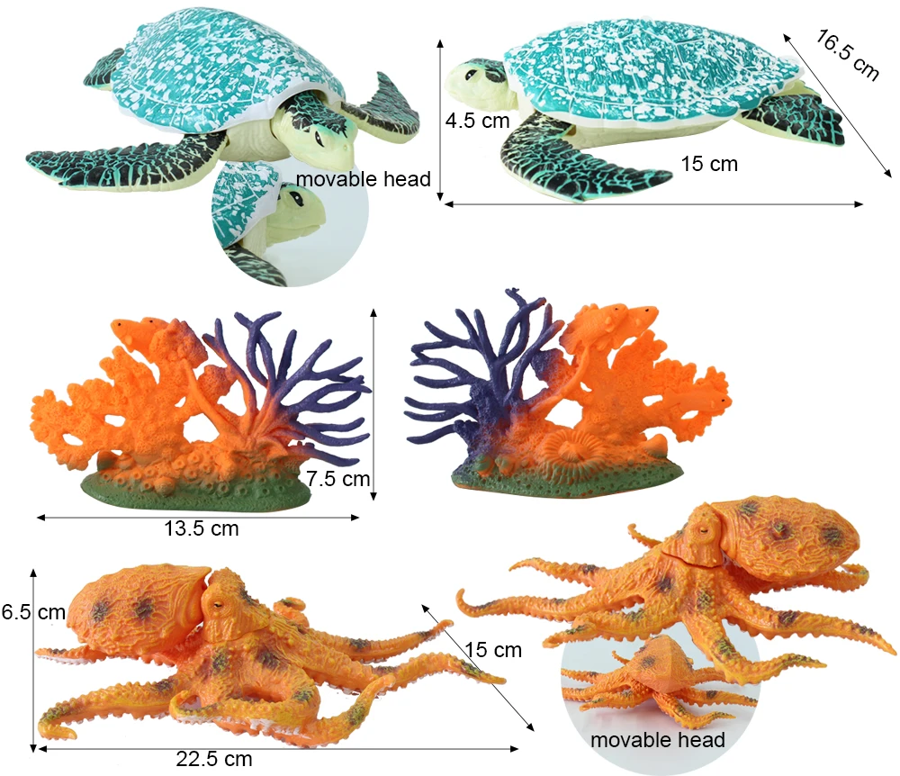 9' Deep Ocean Life Shark Figure Set - Movable Jaw & Tail