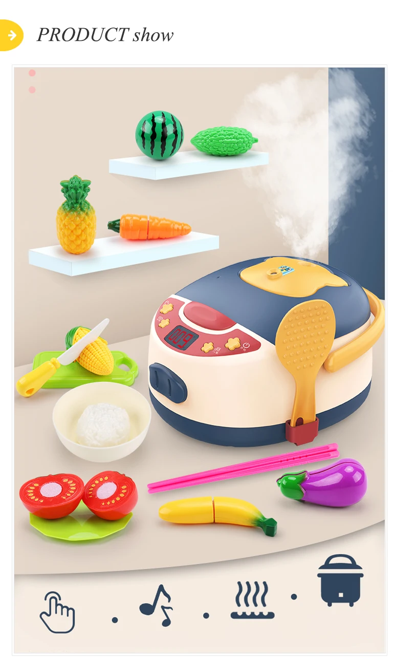 Children Play Kitchen Kit Electric Rice Cooker Toy With Steam - Buy ...