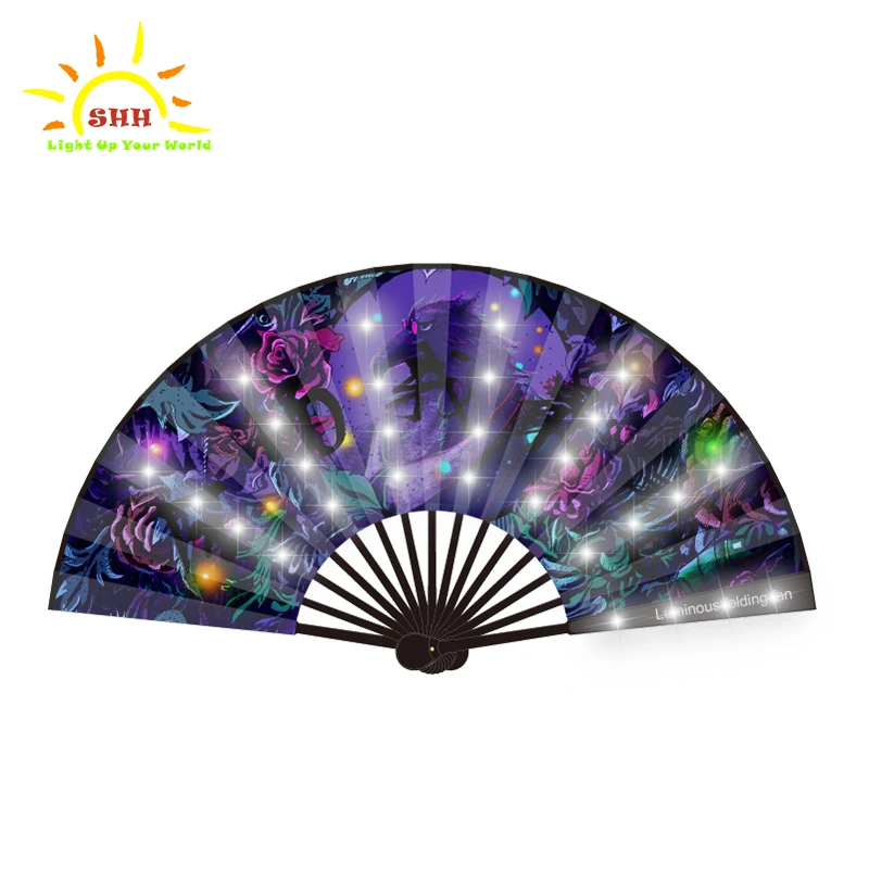 Led Folding Fans Large Rave Hand Fan For Men Women,10-inch Chinese ...