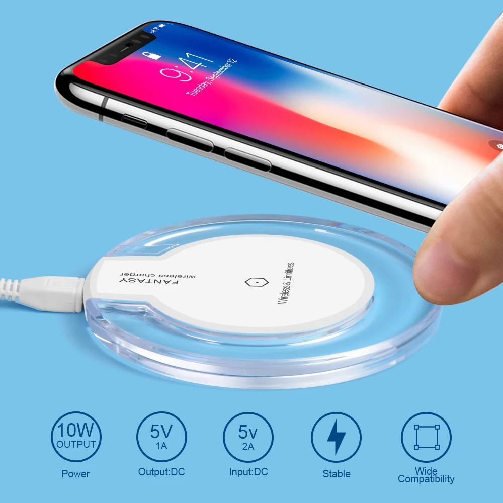 Wireless Charger With Led Light For Mobile Phone Crystal Wireless ...