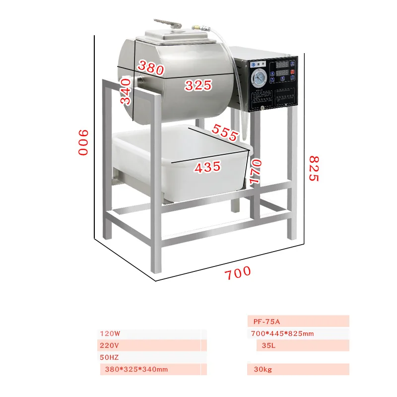 18L 35L 80L Stainless SteelTable Top Marinated Meat Salting Marinator ...