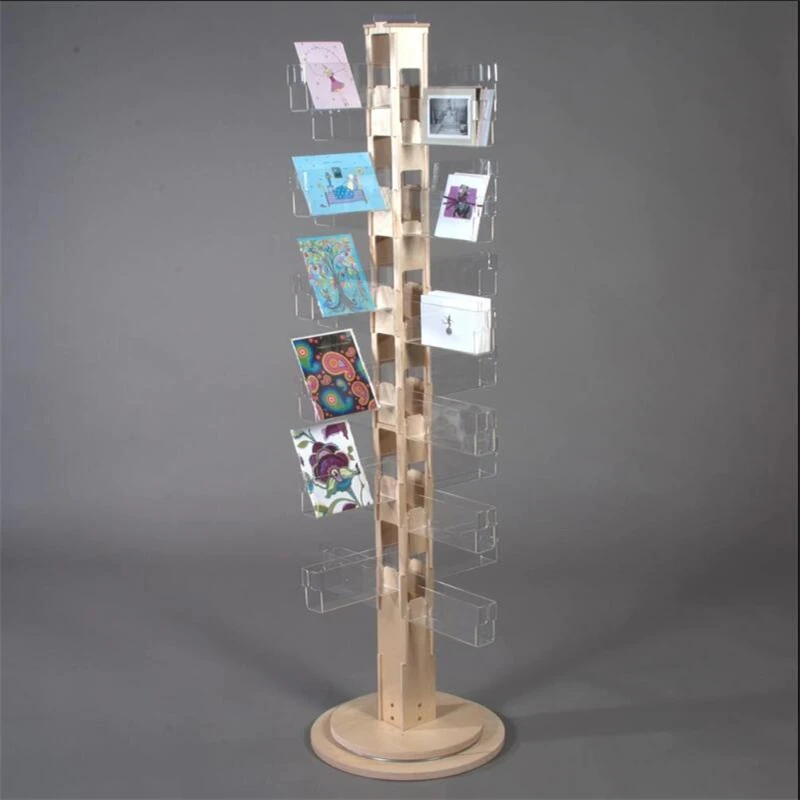 24'' Wood & Acrylic Display Rack / Acrylic 24 Pocket Card Display Stand ...