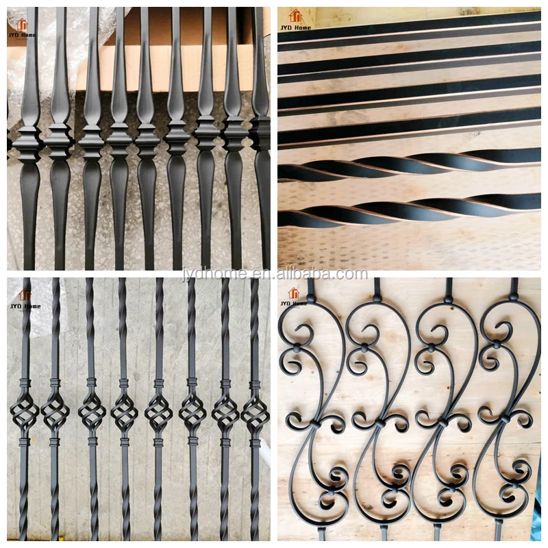 JYD 1/2" Matt Black Hollow Iron Spoon Knuckle Balusters