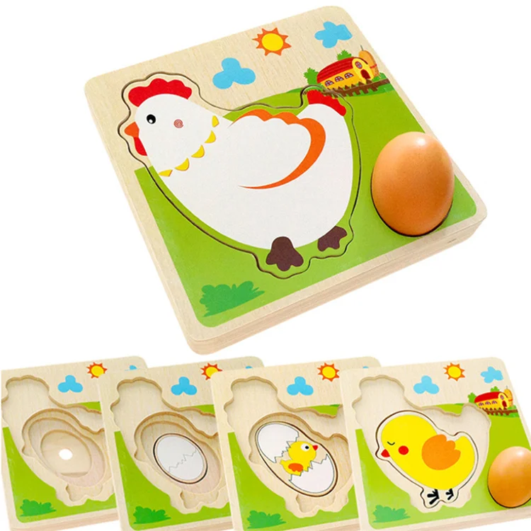 Multilayer Chicken Hen Growing Up Wooden 3d Puzzles Early Learning ...