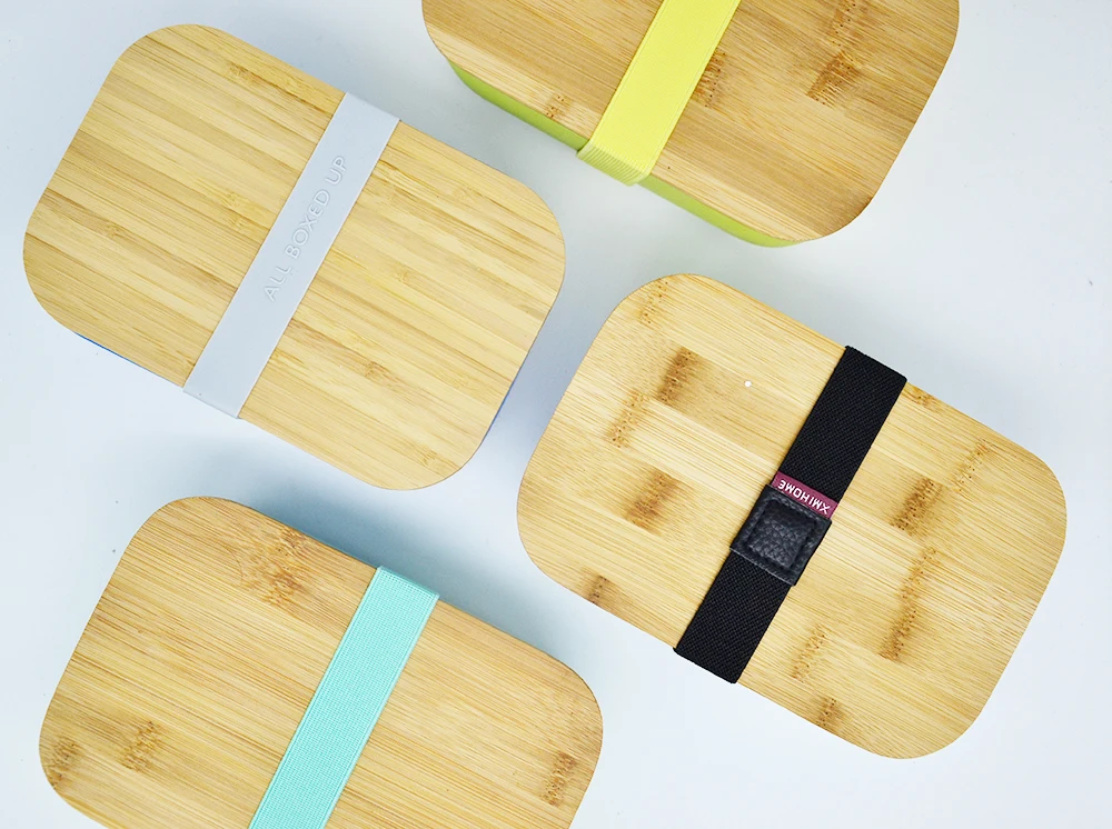 Green Food Container Bamboo Fiber Lunch Box Bento With Biodegradable ...