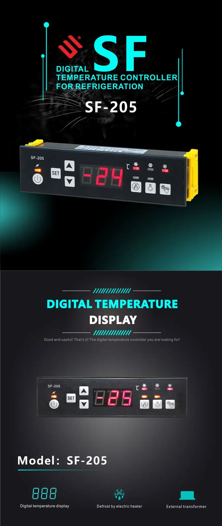 Enfriadores de puerta de vidrio SF205, refrigeración inteligente ...