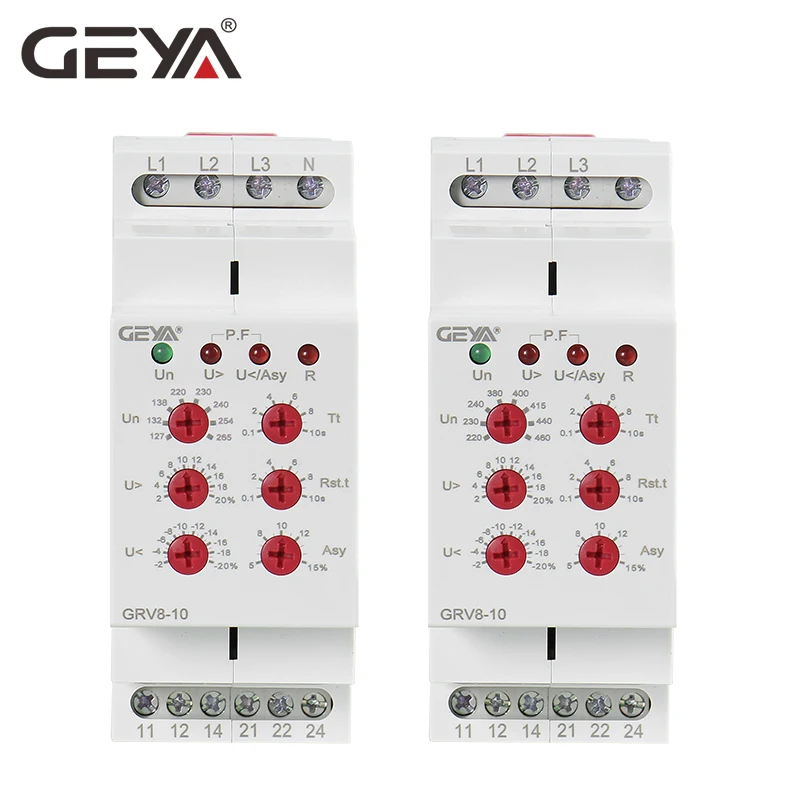 Geya Grv8-10 36mm 3 Phase Voltage Monitoring Relay With 0.1s-10s Reset ...
