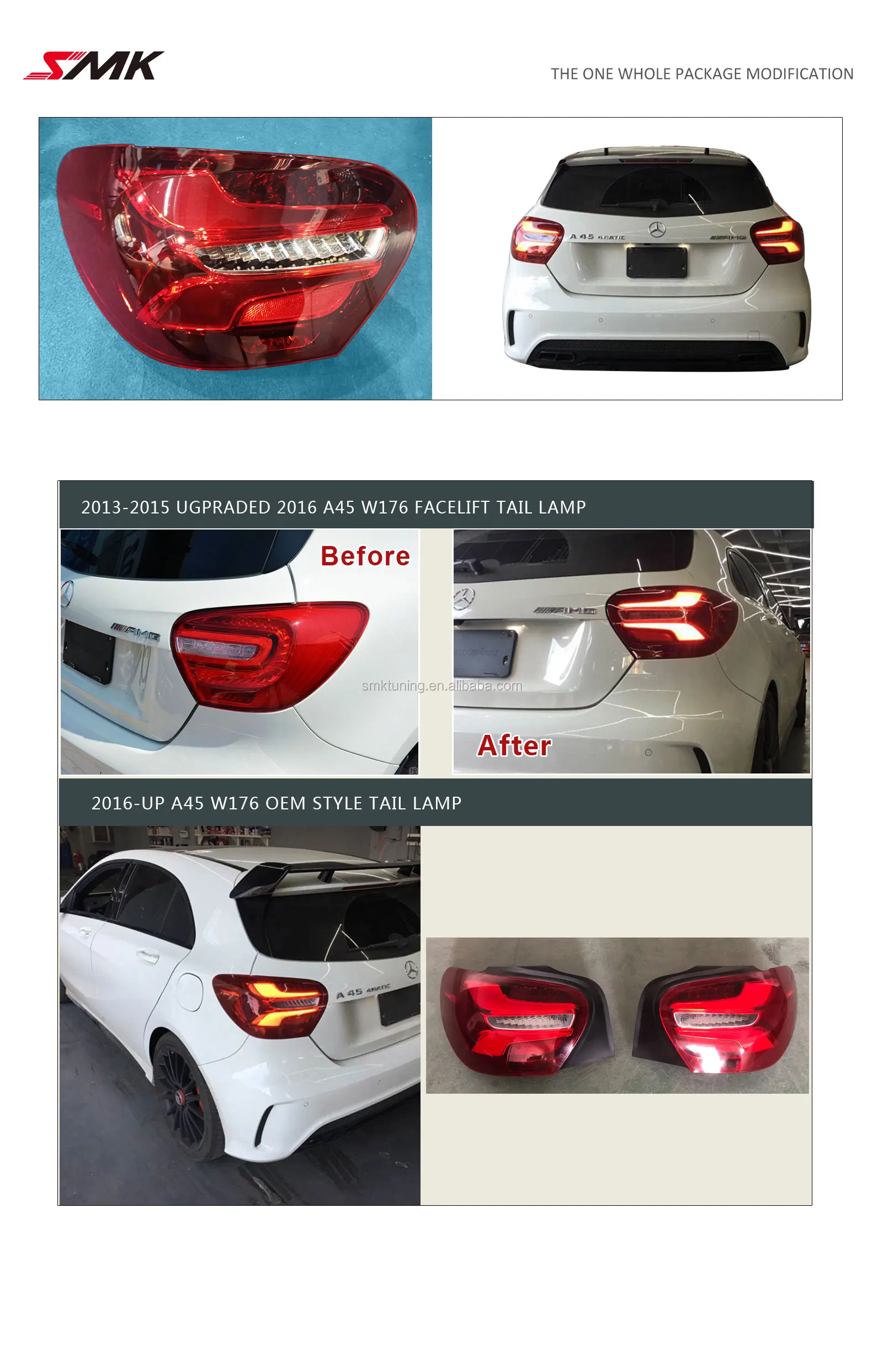 2013-2015 A CLASS W176 A45 UPGRADED 2016 TAIL LAMP BUMPER LIGHT