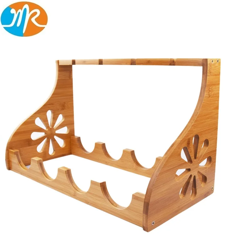 Bamboo Wine Rack Bottle Holder With Wine Glass Holder| Alibaba.com