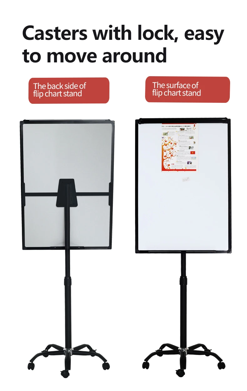 KBW Mobile Flip Chart - Adjustable Stand with Magnetic Whiteboard