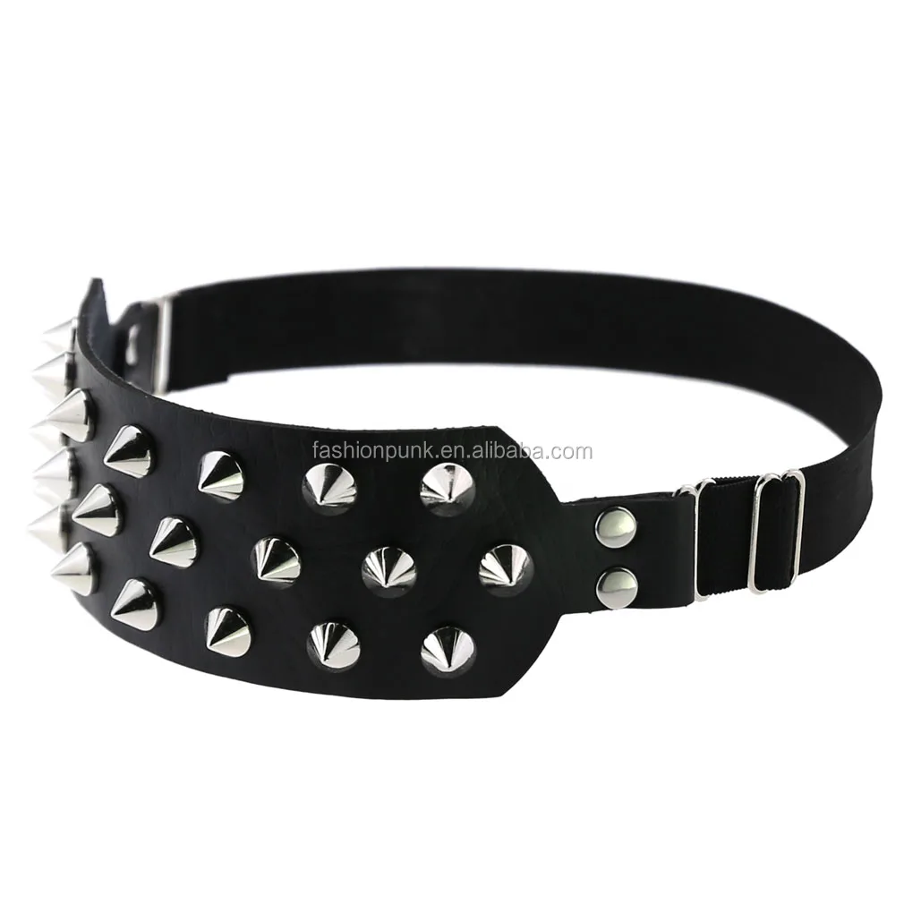 Punk Gothic Leather Elasticity Wide Rivet Spike Nail Garter Belt Sexy ...