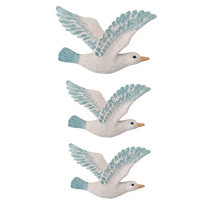 Polyresin/resin Seagull 3pcs Resin Wall Hanging Seagulls Birds Nautical ...