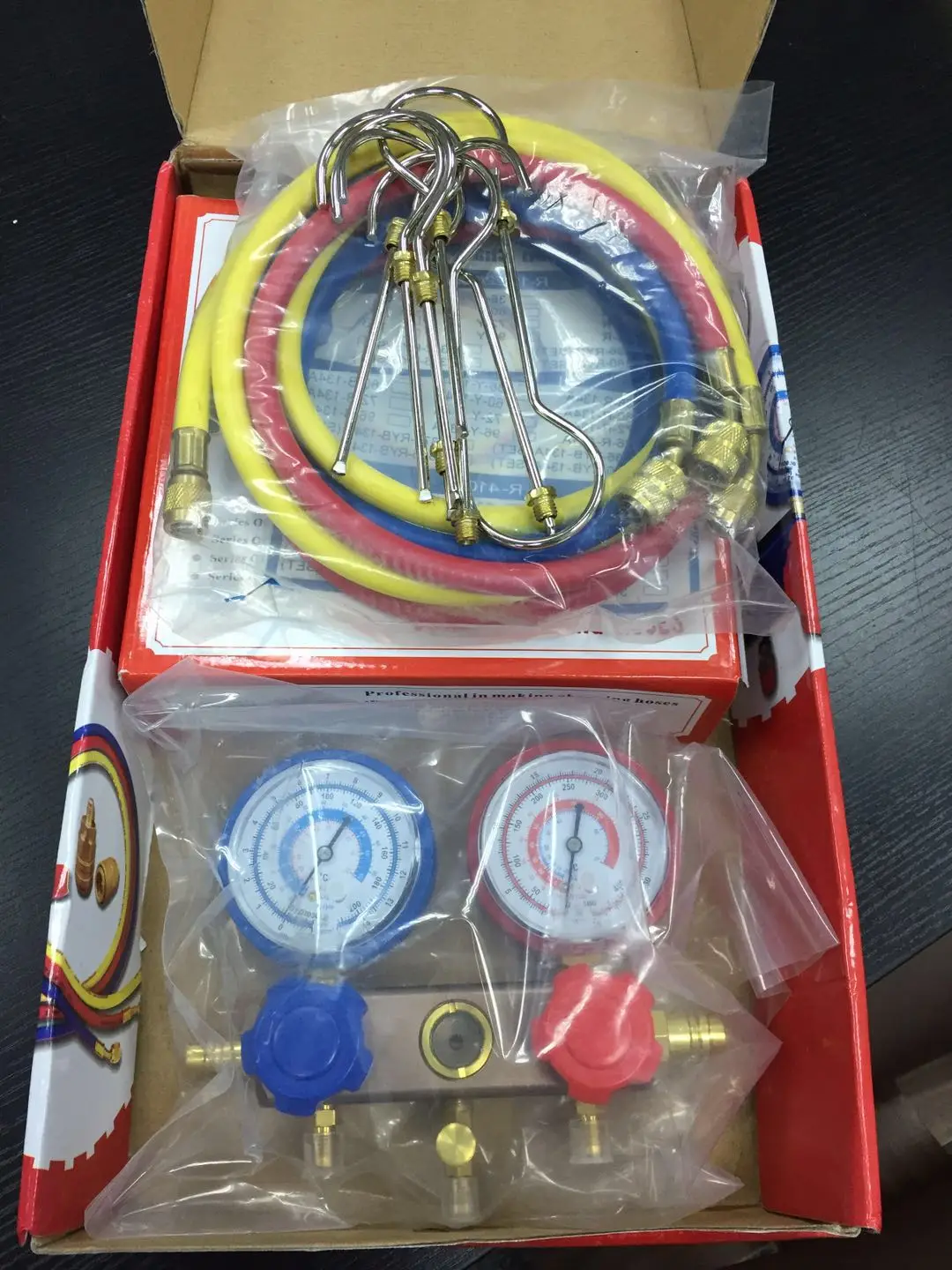 Refrigeration Kit AC Manifold Gauge Set Brass R134A Auto Service Kit ...