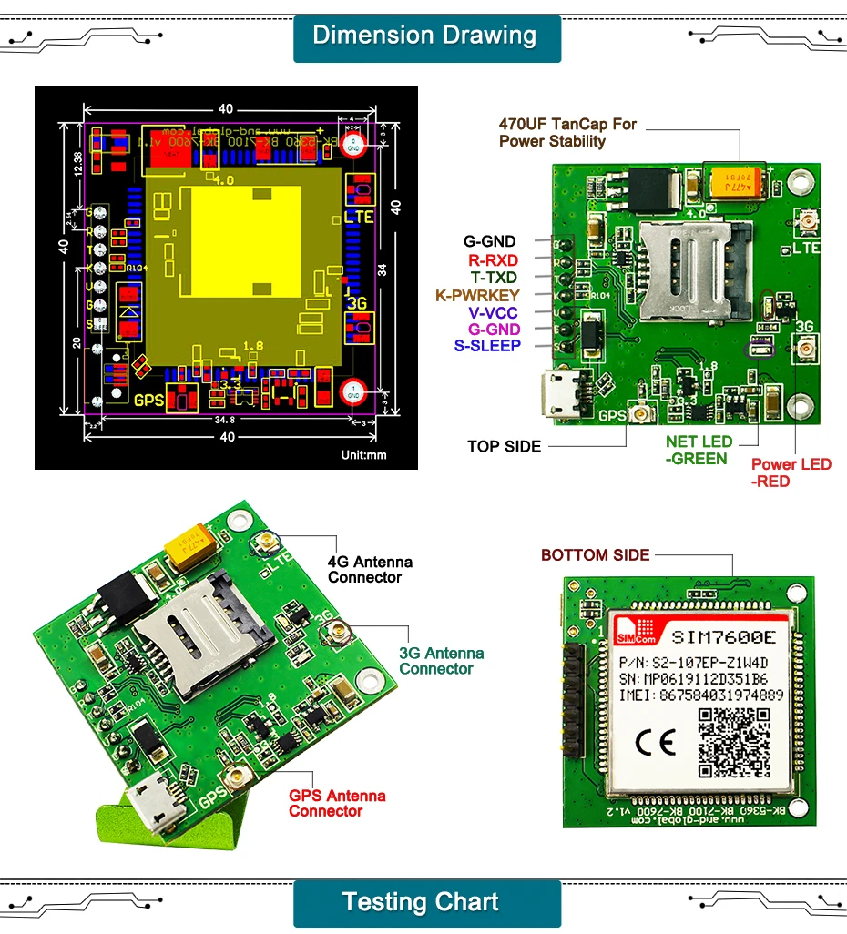 New Lte Cat1 Core Kit Sim7600e Mini Board Model Bk-sim7600e 1pc With ...