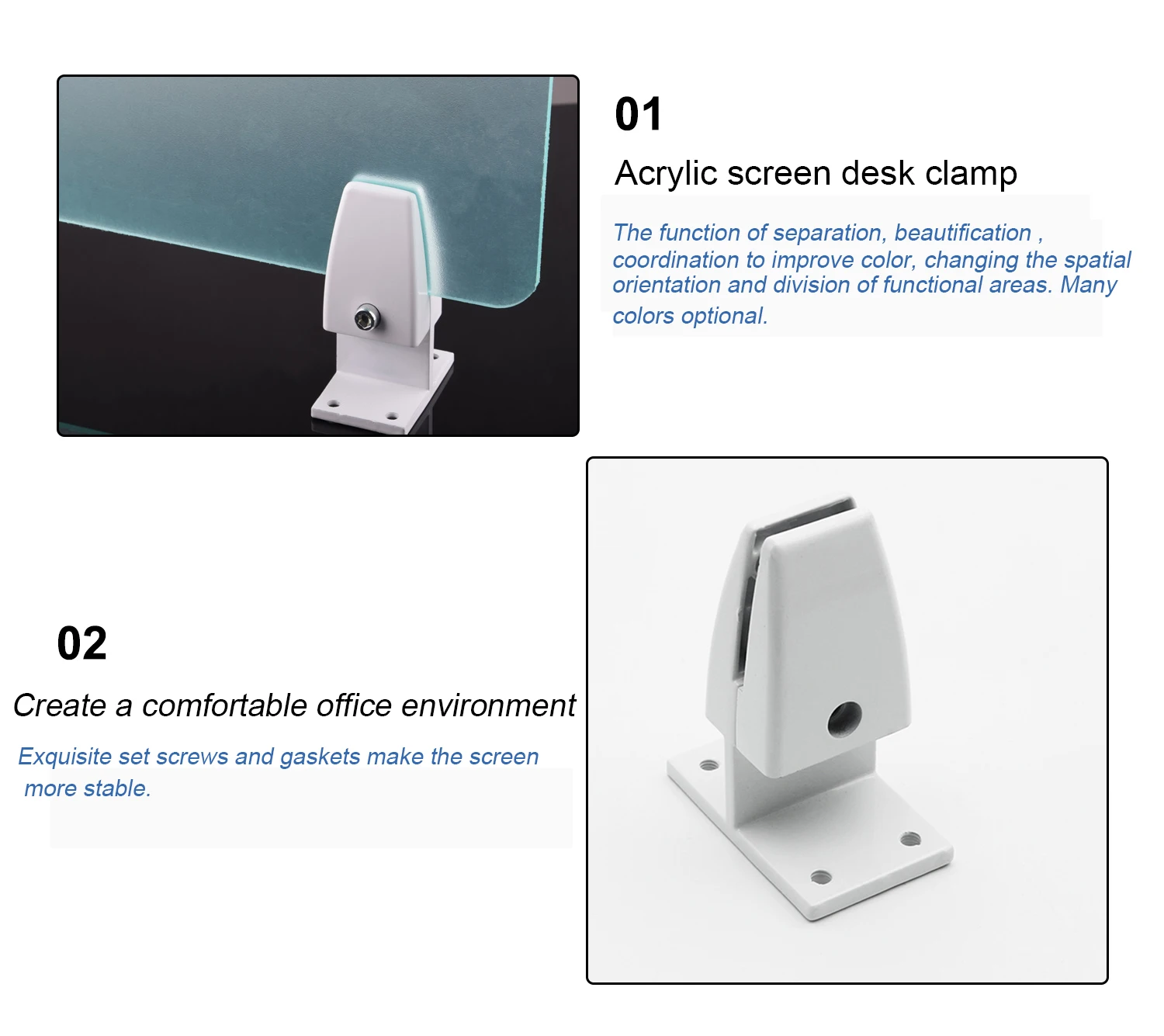 Double Side Aluminum Clip Clamps for Glass Table Stability