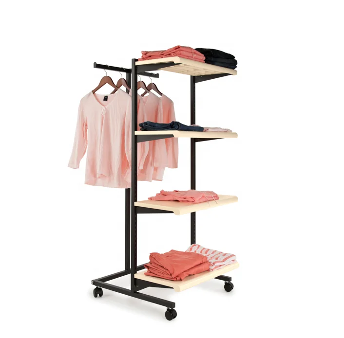 Clothing Shop Metal Garment Display Rack Double Frame Clothing Rack ...