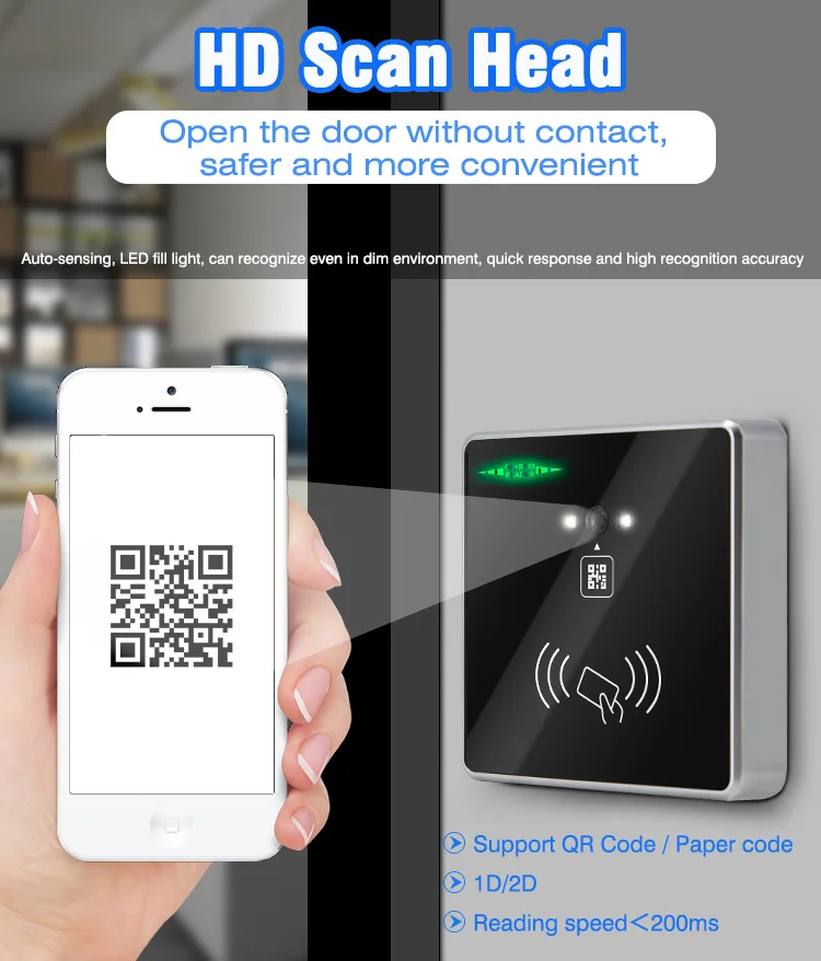 Contactless EM Card Barcode Scanner QR Code Module Door Access Control ...