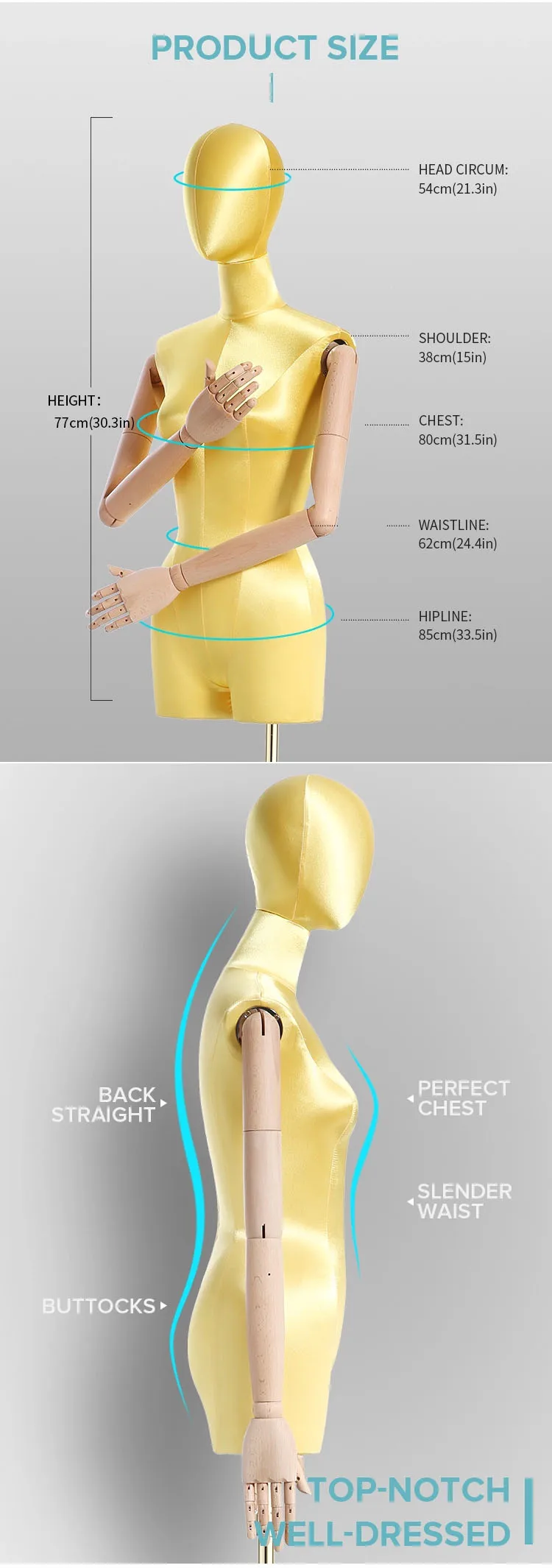 Store Window Half Body Female Mannequin Realistic Tailors Dummy With ...