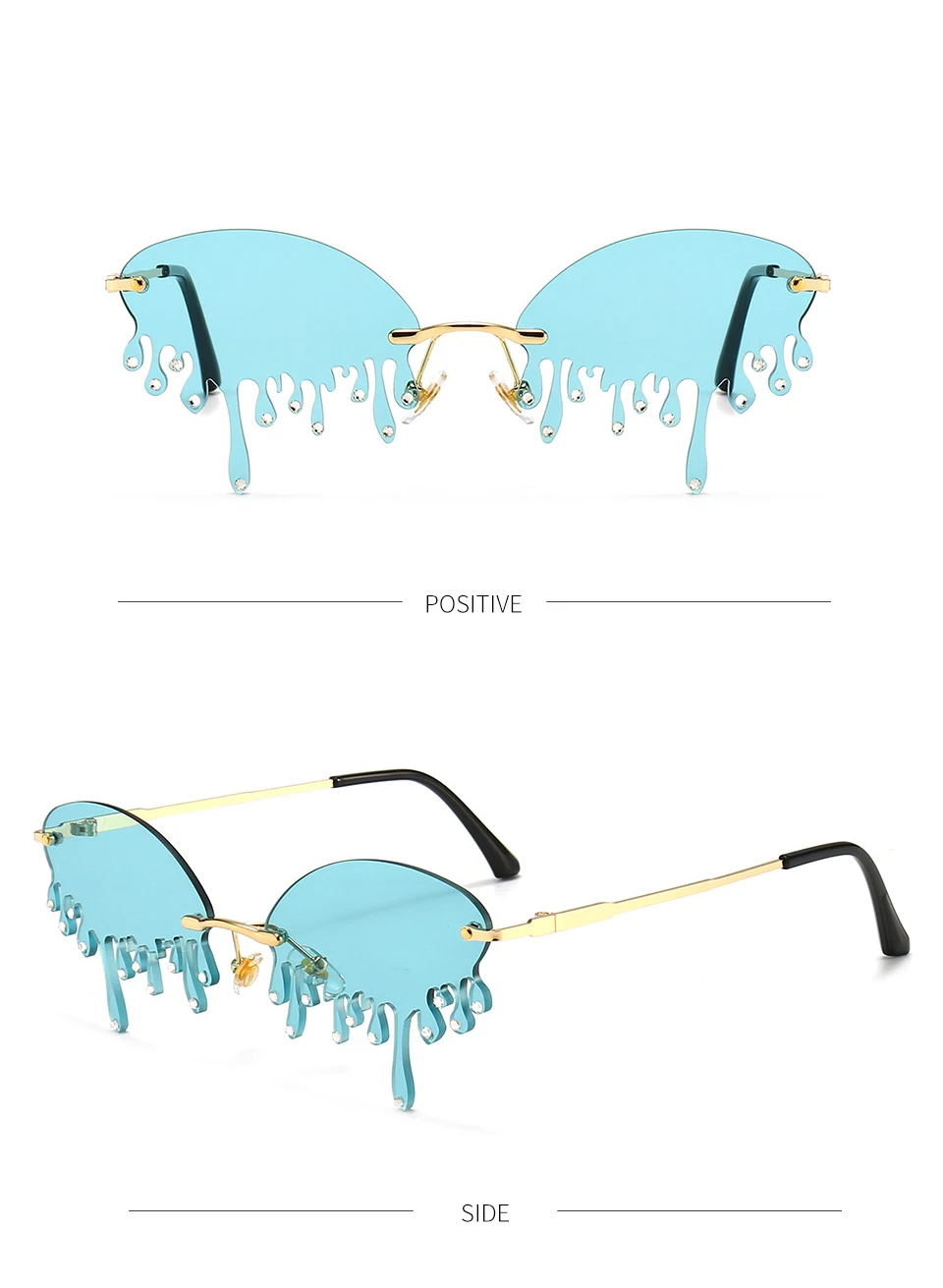 2023 Fashion Women Tears Drip Eyewear Sun Glasses Diamond Rimless Drip ...