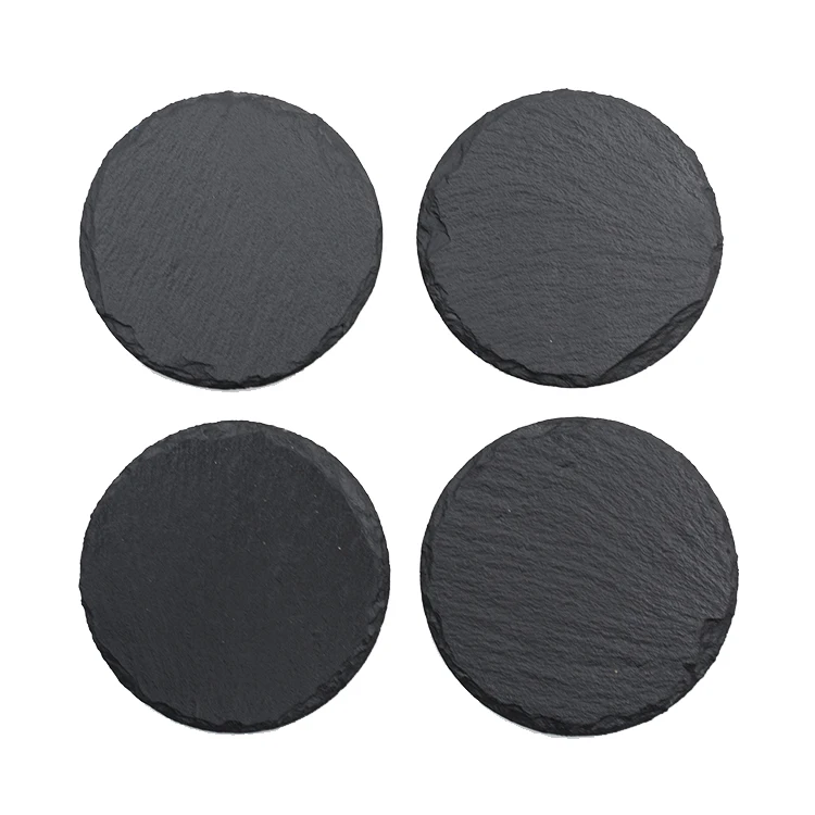 Wholesale Black Round Slate Coasters - Sustainable & Stylish
