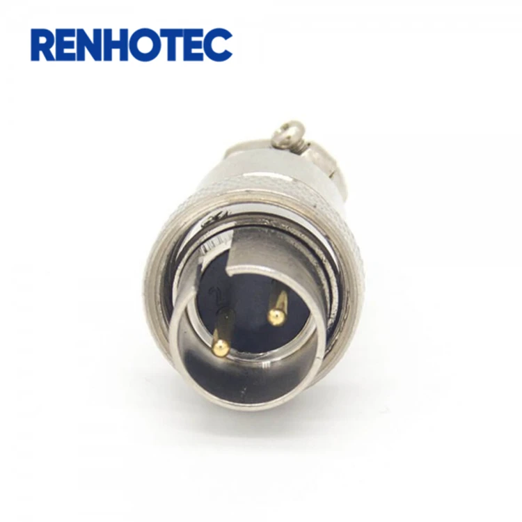 RP-GX16 2 Pin Male Plug Aviation Connector, IP55 Rated, Nickel Plated ...