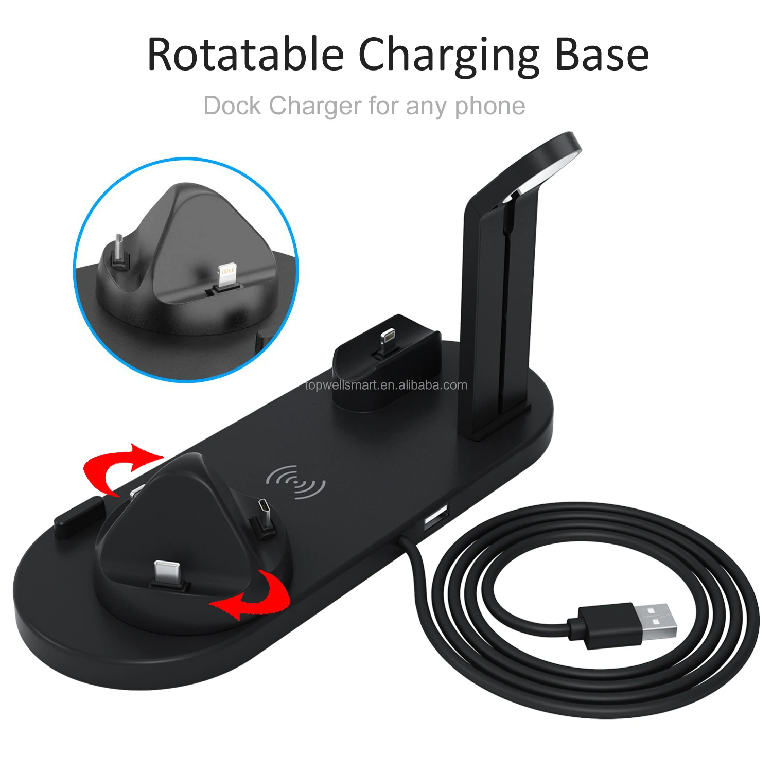 Wireless Charging Pad 3in1 Multiple Devices Dock Fast Charge Station ...