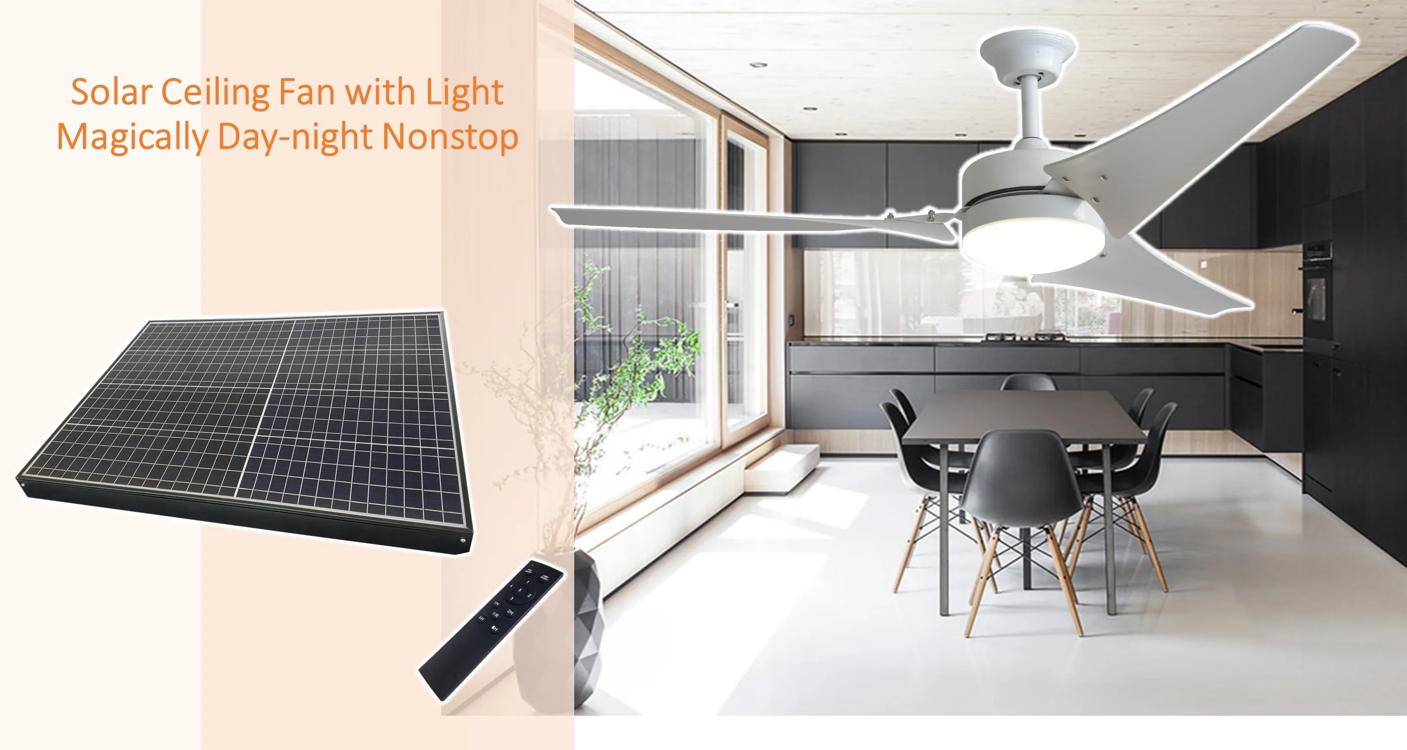 Sunny Solar Battery Powered 24v Modern Style 60 Inch Bldc Energy Saving ...