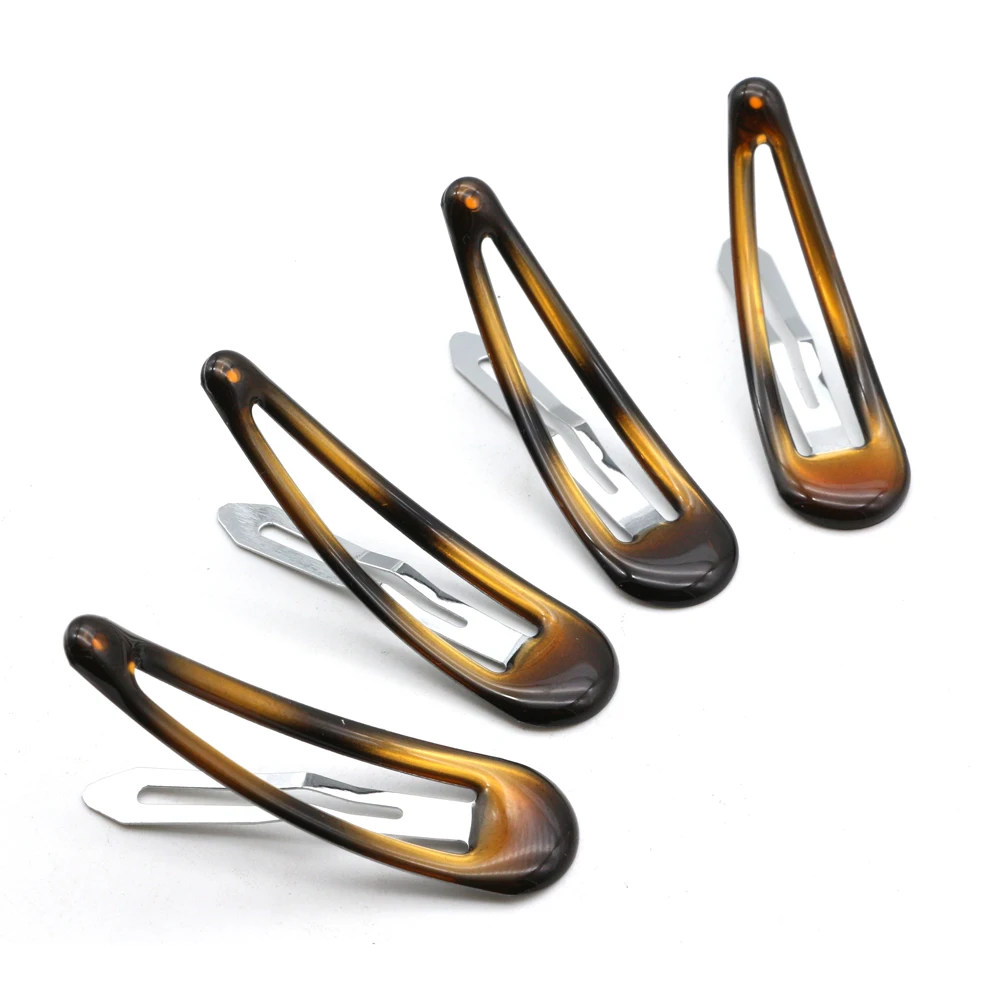 Lirong Epoxy Snap Hair Clips Recycled Metal Grips 5cm/2in Tortoise ...