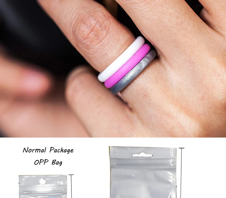 Women's Stackable Silicone Ring Thin Braided Rubber Wedding Bands ...