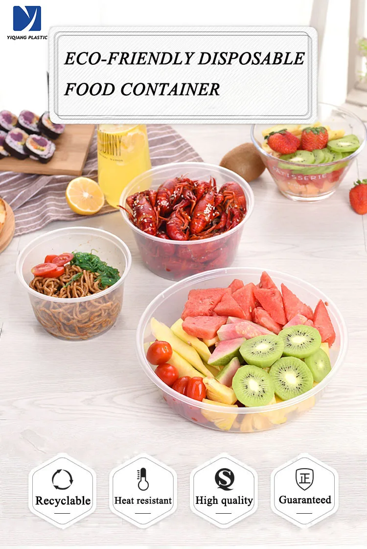 Disposable Plastic Take Away Round Food Warmer Container With Lid 650ml ...