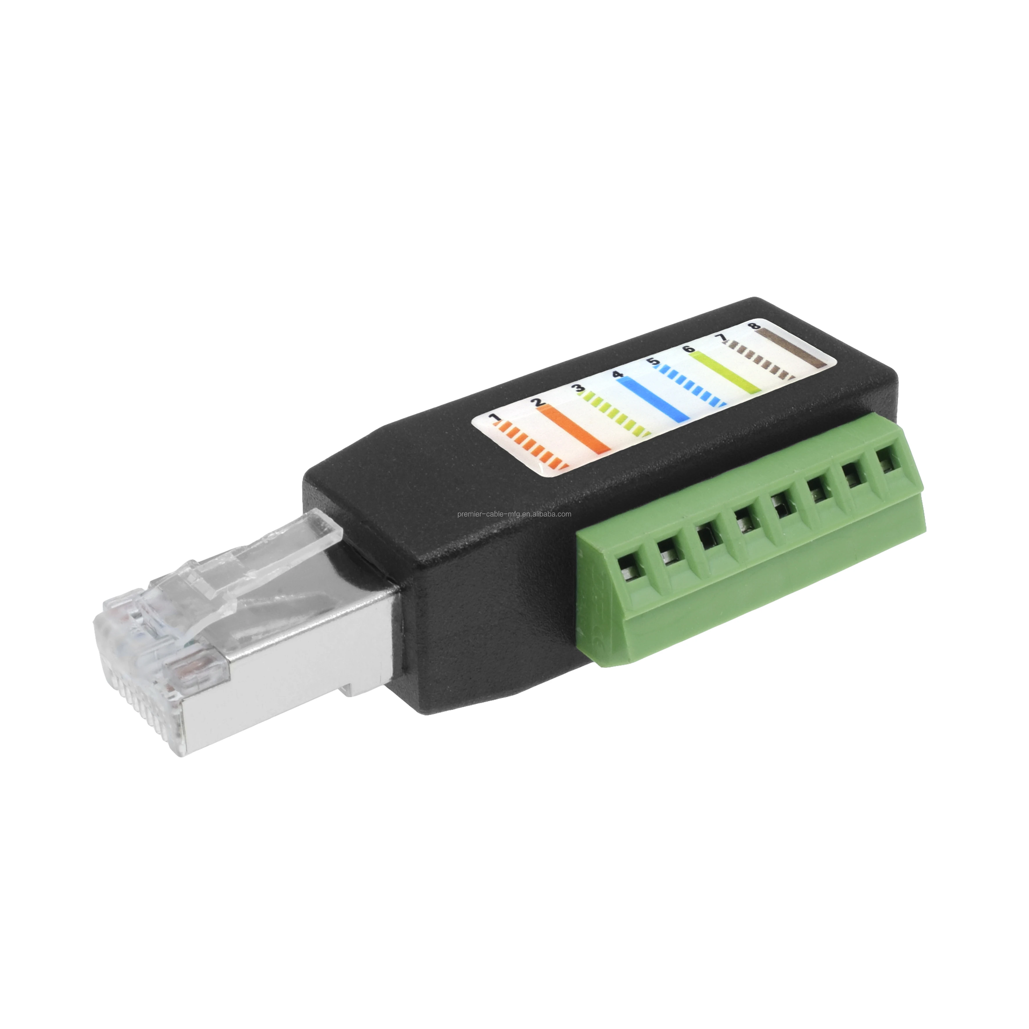 Cat5/cat6 Rj45 Male Plug To 8-pin Terminal Block Adapter - Buy Rj45 ...
