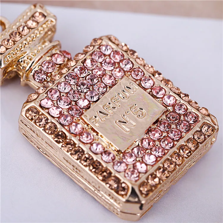 Cute Small Perfume Bottle Design Keychain Alloy Metal Crystal ...