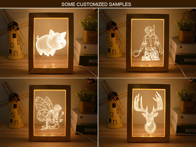 Photo Frame Lamp Creative 3d Framel Wooden Night Light - Buy Photo ...
