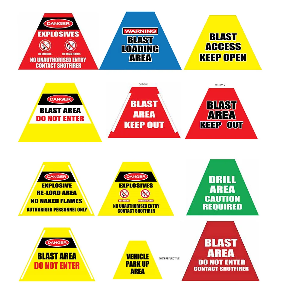 W013a Active Mining Area Sign Sticker Trapezoidal Reflective Sticker ...