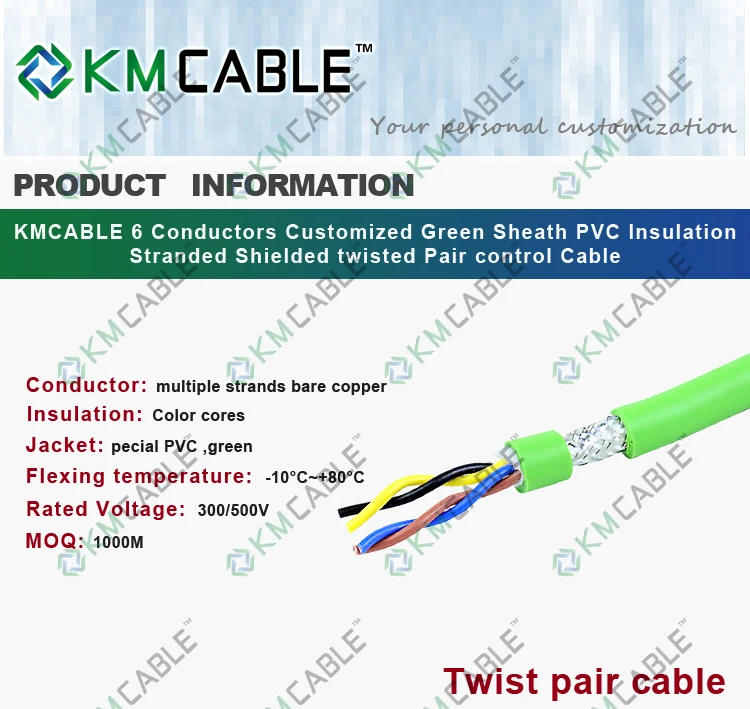 Kmcable 6 Conductors Customized Green Sheath Pvc Insulation Stranded ...