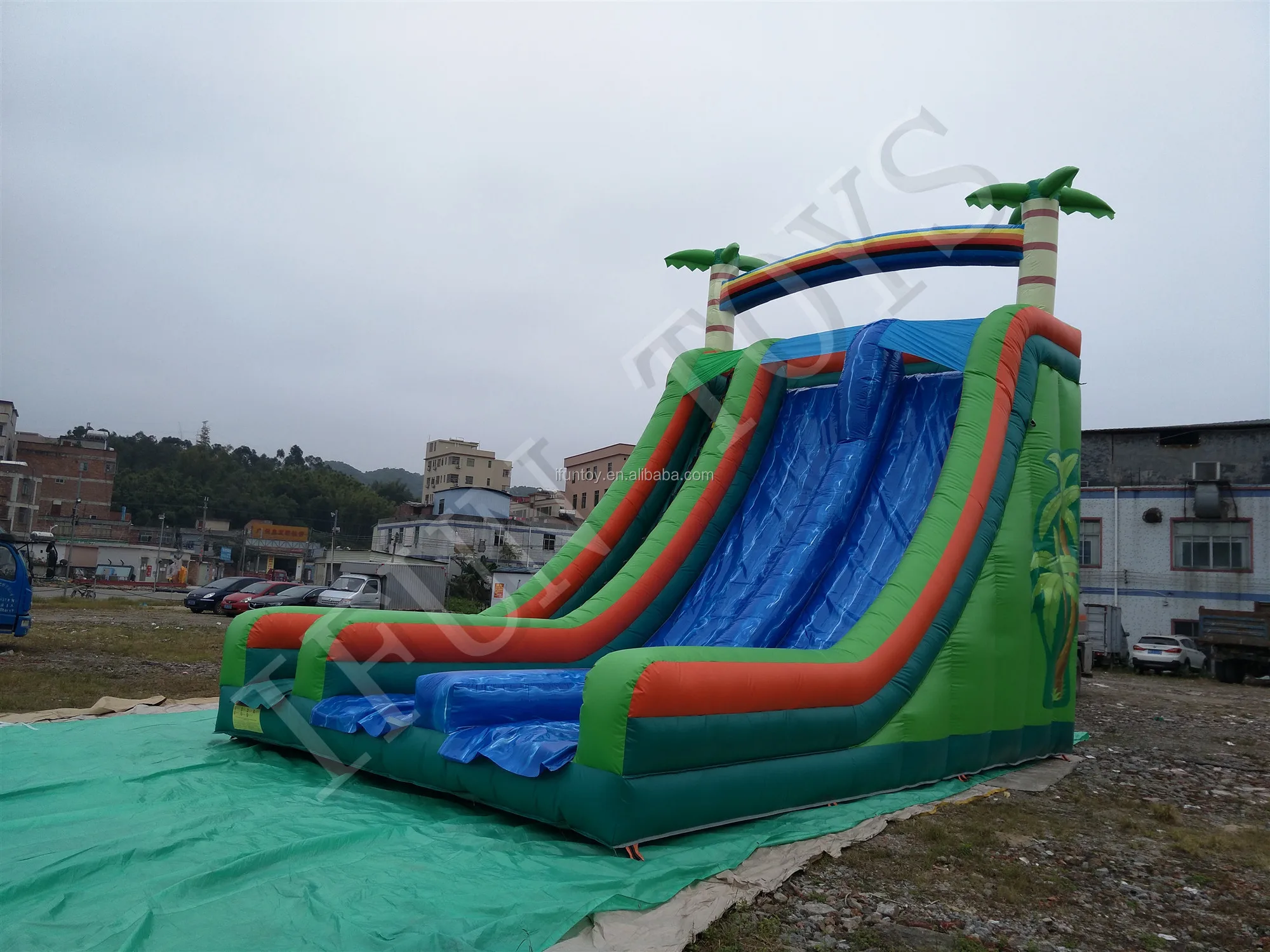 16ft Tall Marble Vinyl Inflatable Rainforest Water Slide
