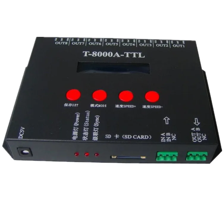 T8000A TTL T8000AC DMX 512 RGB 8192 Pixels SD Card Controller