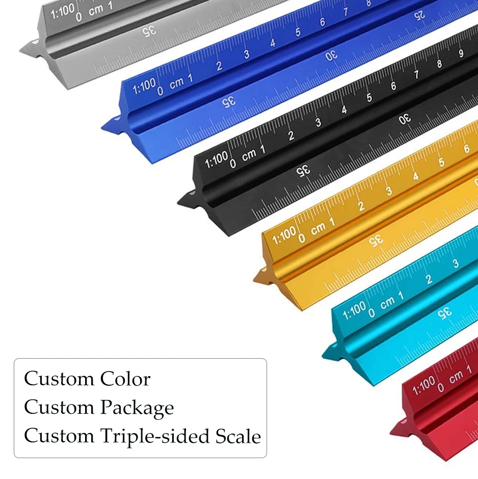 Laser Etched 12inch Imperial Aluminum Triangular Ruler