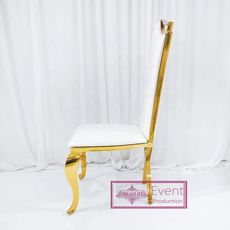 Luxury Gold Wedding Chair Furniture High Back Stainless Steel Throne ...