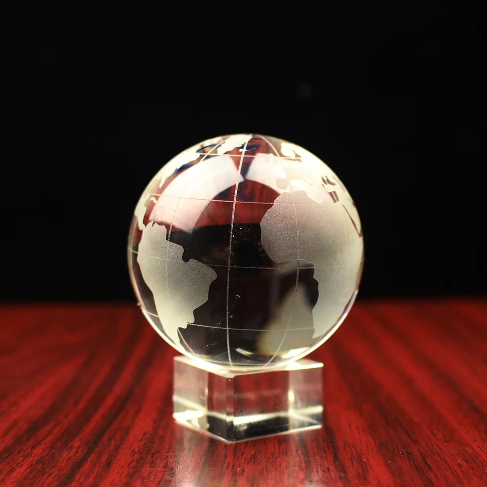 Crystal Ball with World Map Engraved - Perfect Business Gift