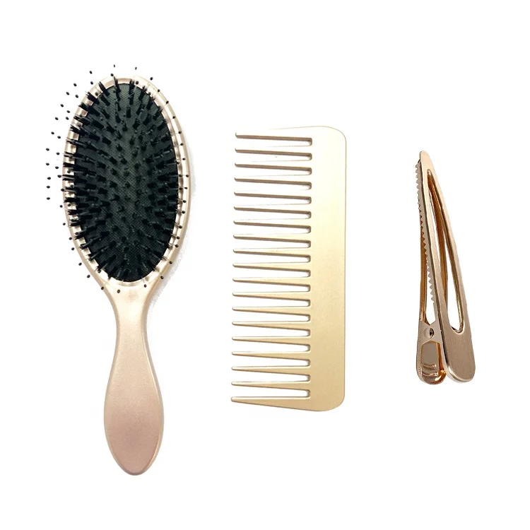 2020 Bling Mini Gold Plate Wide Tooth Comb Set Shiny Shining Combs ...